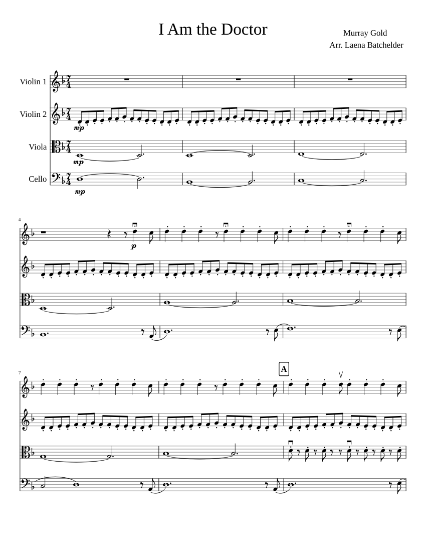 I Am The Doctor Score Sheet music for Violin, Viola, Cello (String ...