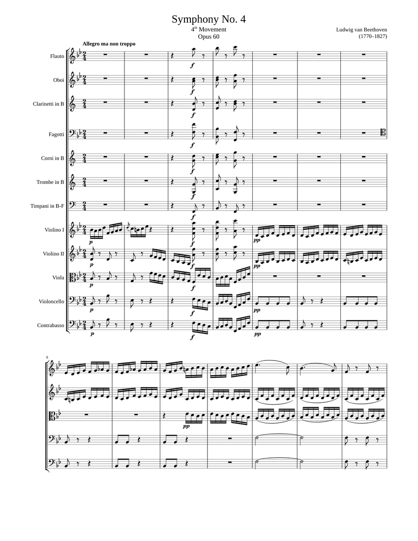 Symphony No. 4 4th Movement Sheet music for Flute, Oboe, Clarinet in b ...
