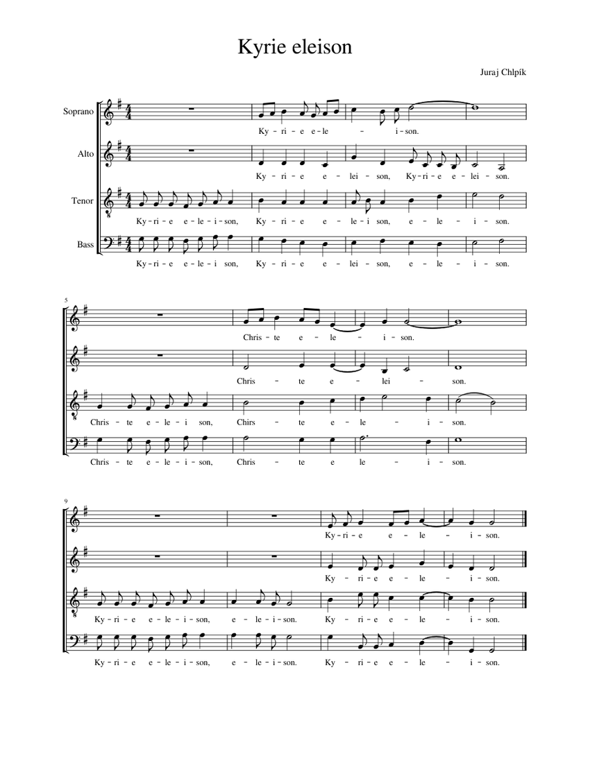 Kyrie Sheet music for Soprano, Alto, Tenor, Bass voice (Choral ...