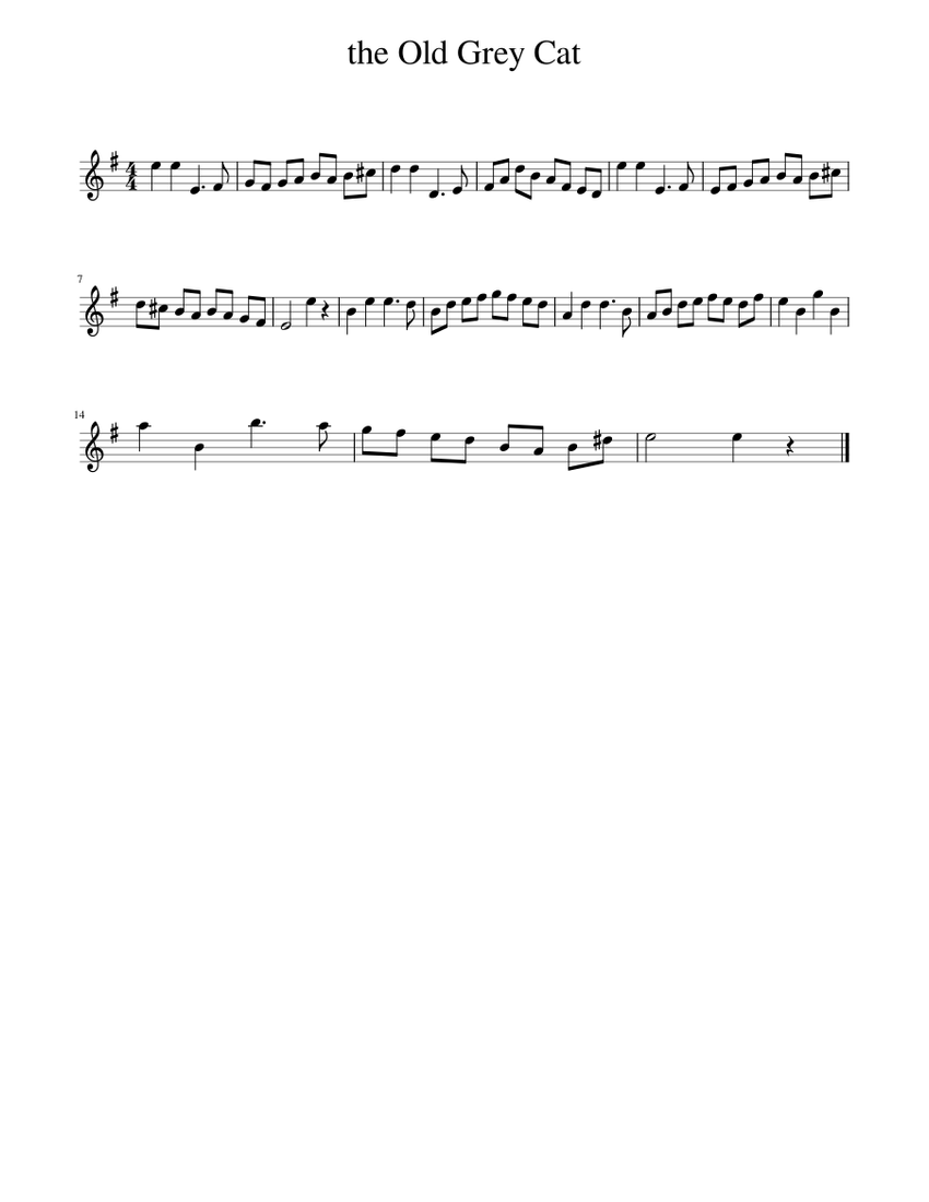 the Old Grey Cat Sheet music for Piano (Solo) Easy | Musescore.com