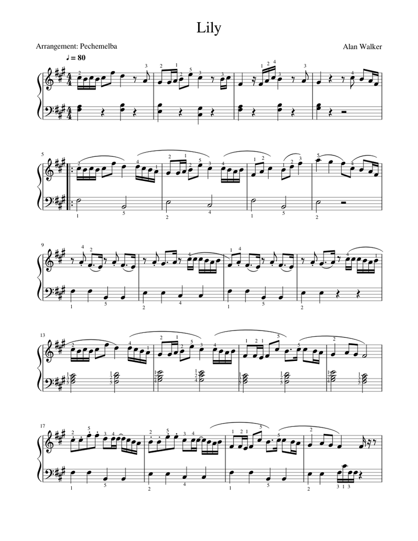 Lily - Alan Walker Sheet Music for Piano (Solo) | MuseScore.com