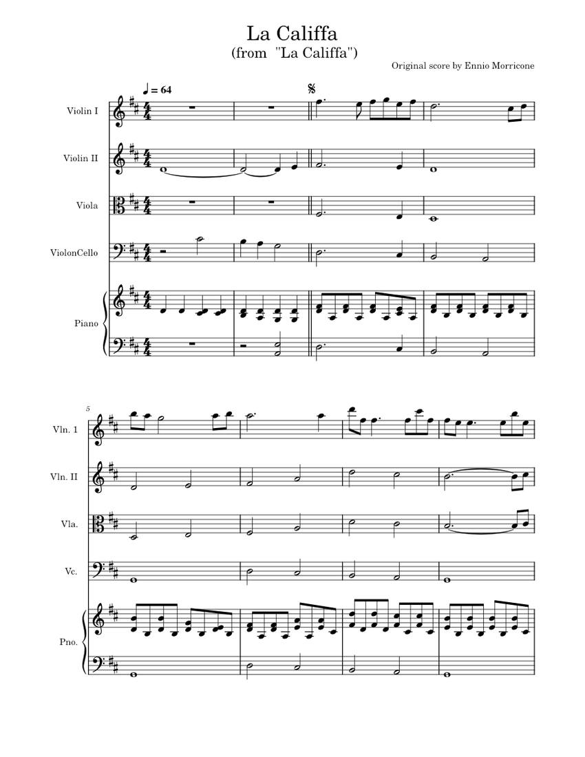 La Califfa(Lady Caliph) by Ennio Morricone Sheet music for Piano ...
