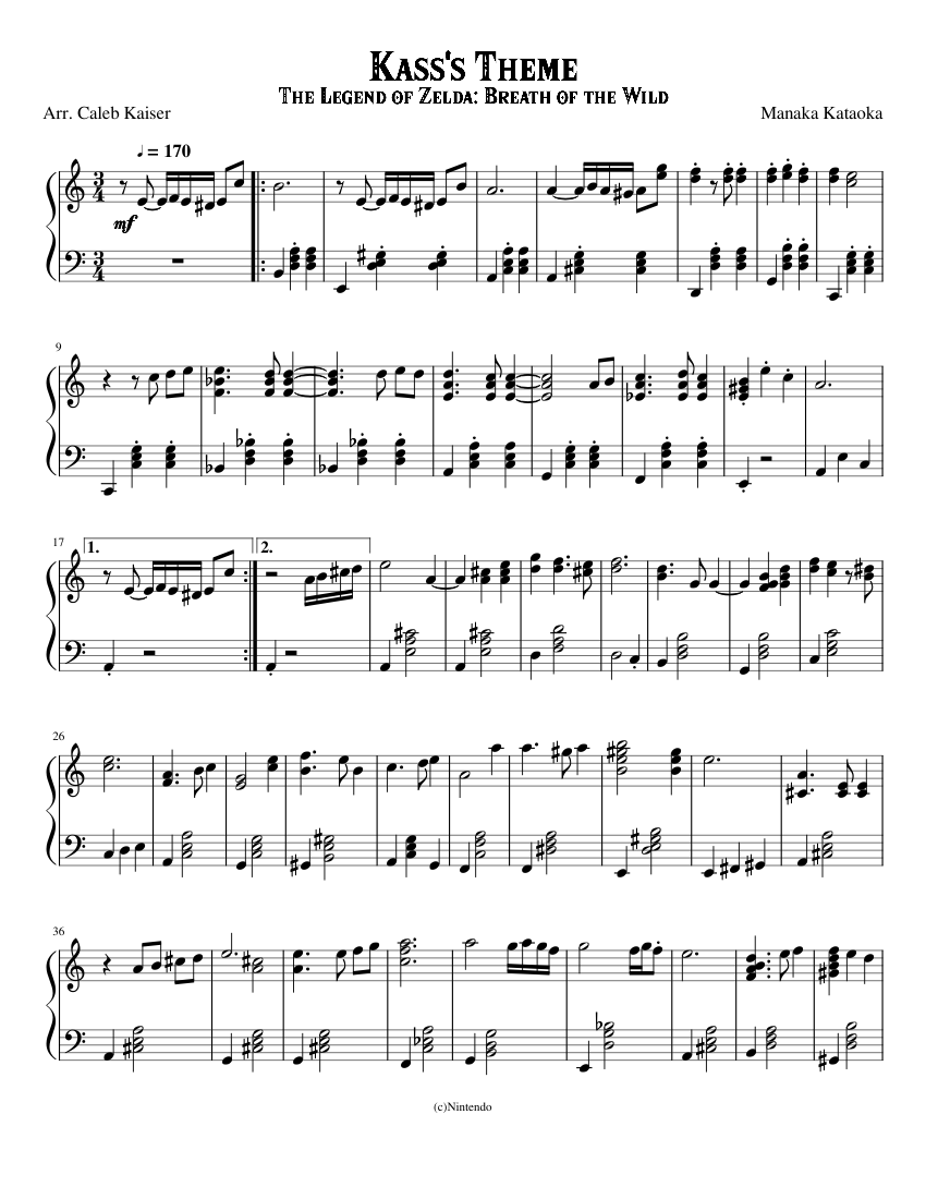 Kass's Theme Sheet Music for Piano (Solo) | MuseScore.com