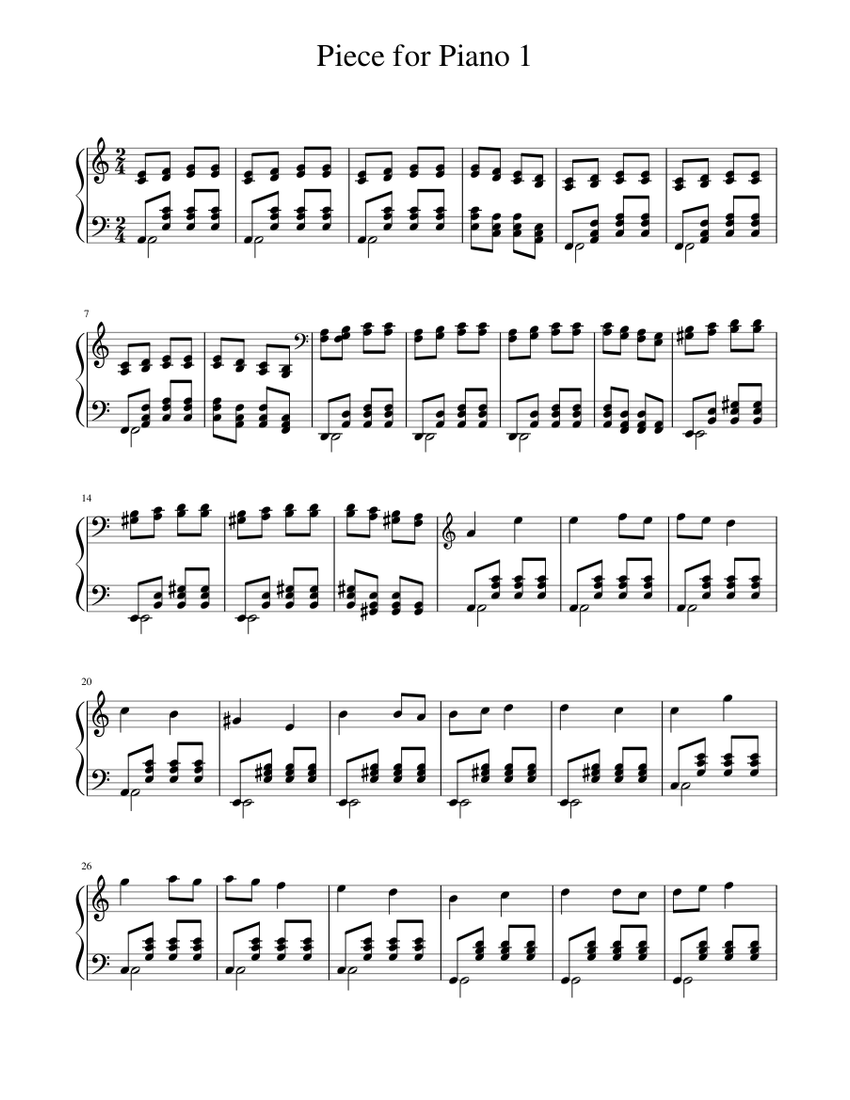 Piece for Piano 1 Sheet music for Piano (Solo) Easy | Musescore.com