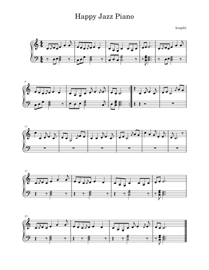 Happy Jazz Piano Sheet Music for Piano (Solo) Easy | MuseScore.com