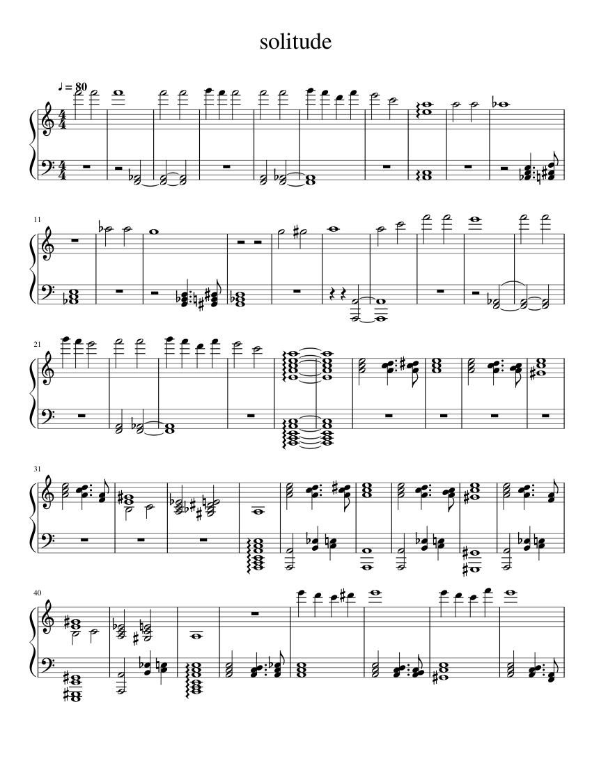 Solitude Sheet music for Piano (Solo) | Musescore.com