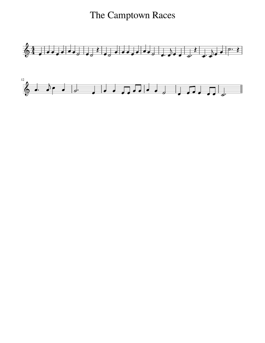 The Camptown Races Sheet Music for Piano (Solo) Easy | MuseScore.com
