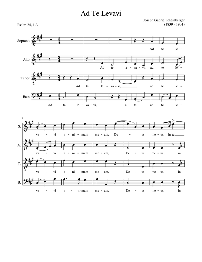 Ad Te Levavi (Rheinberger) Sheet music for Soprano, Alto, Tenor, Bass ...