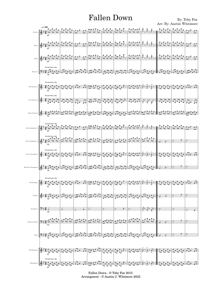 Fallen Down – Toby Fox Fallen Down Concert Arrangement Sheet Music for ...