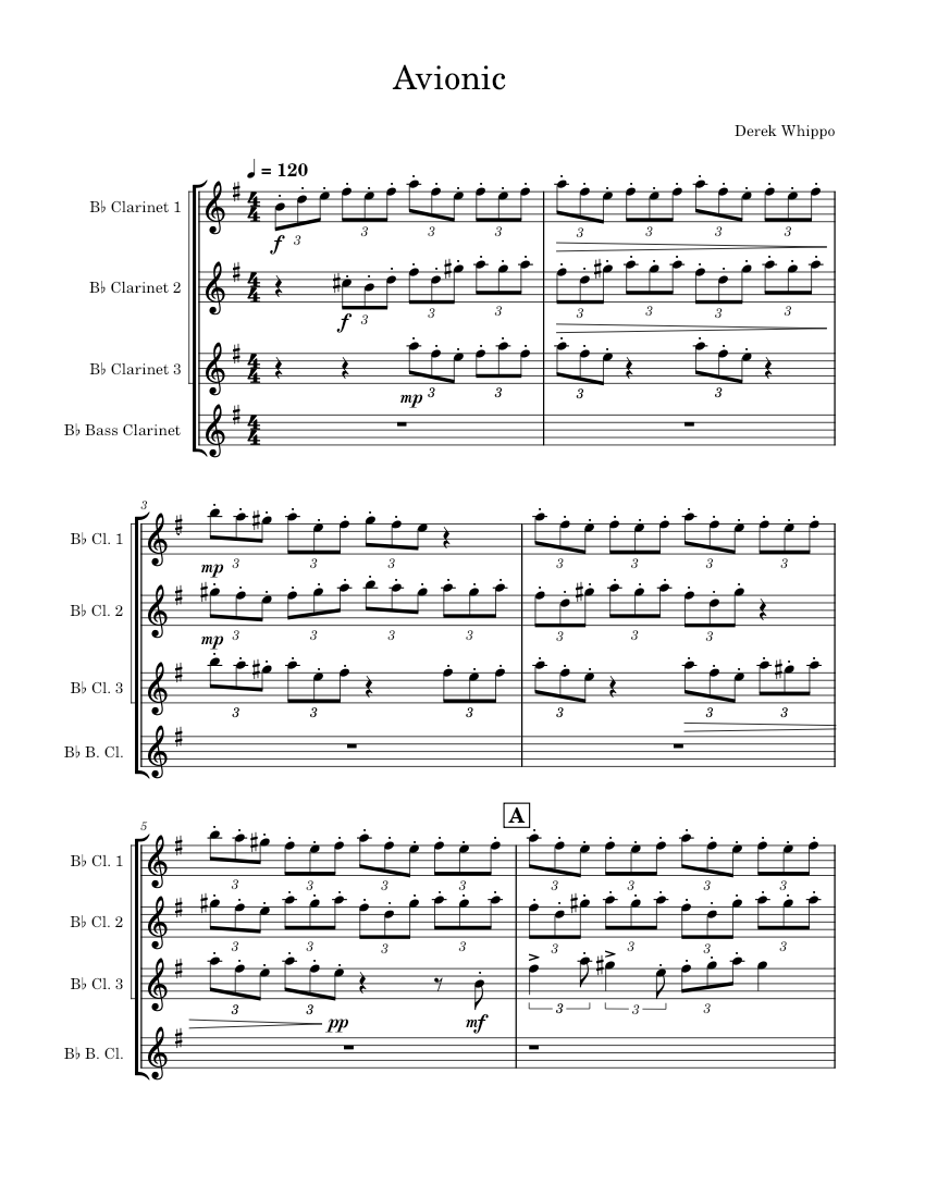 Avionic Sheet music for Clarinet in b-flat, Clarinet bass (Woodwind ...