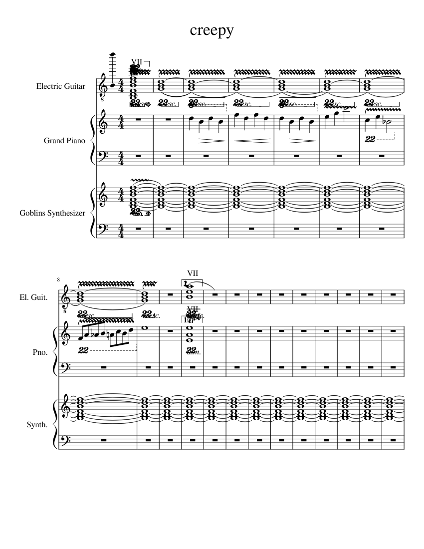 Creepy Sheet music for Piano, Guitar, Synthesizer (Solo) | Musescore.com