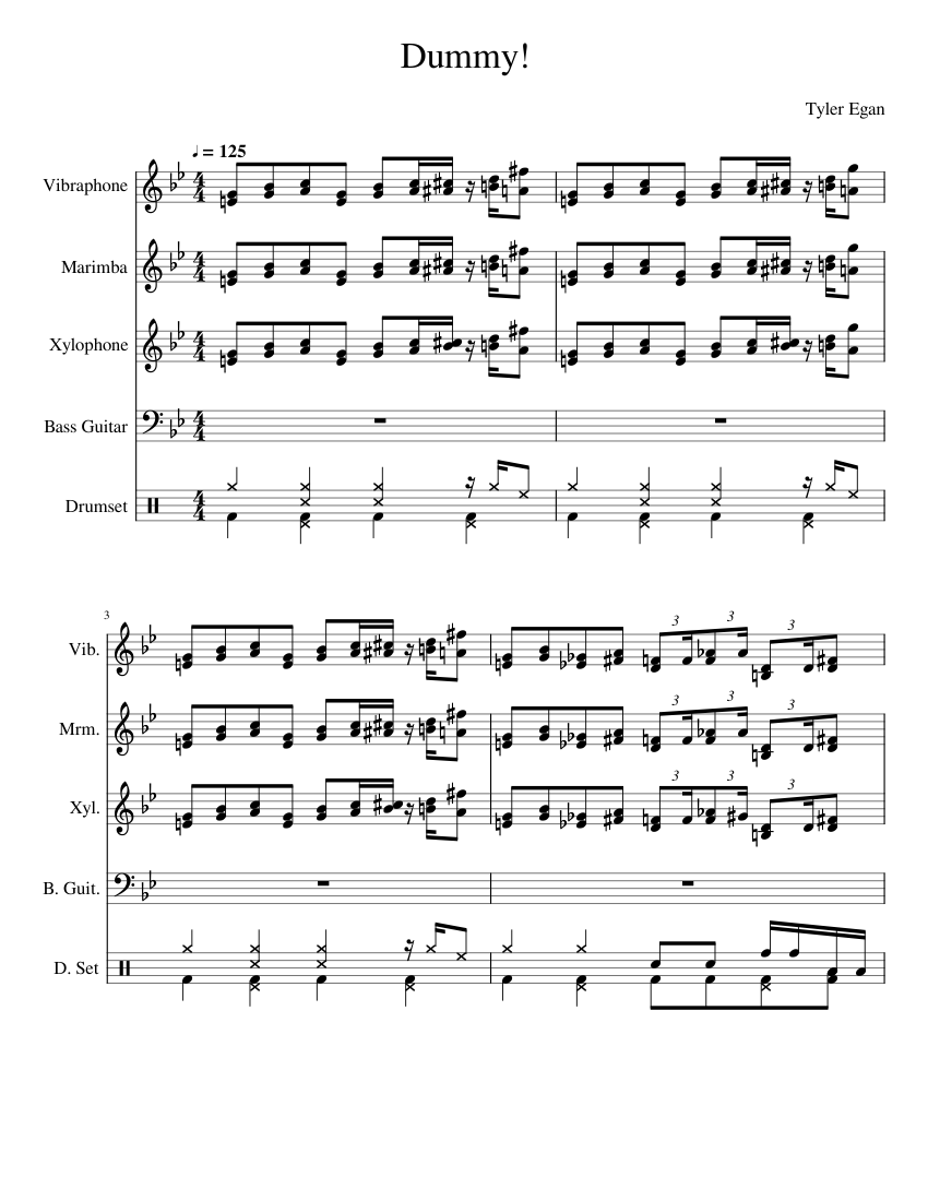Dummy! Sheet Music for Vibraphone, Bass guitar, Drum group, Marimba ...