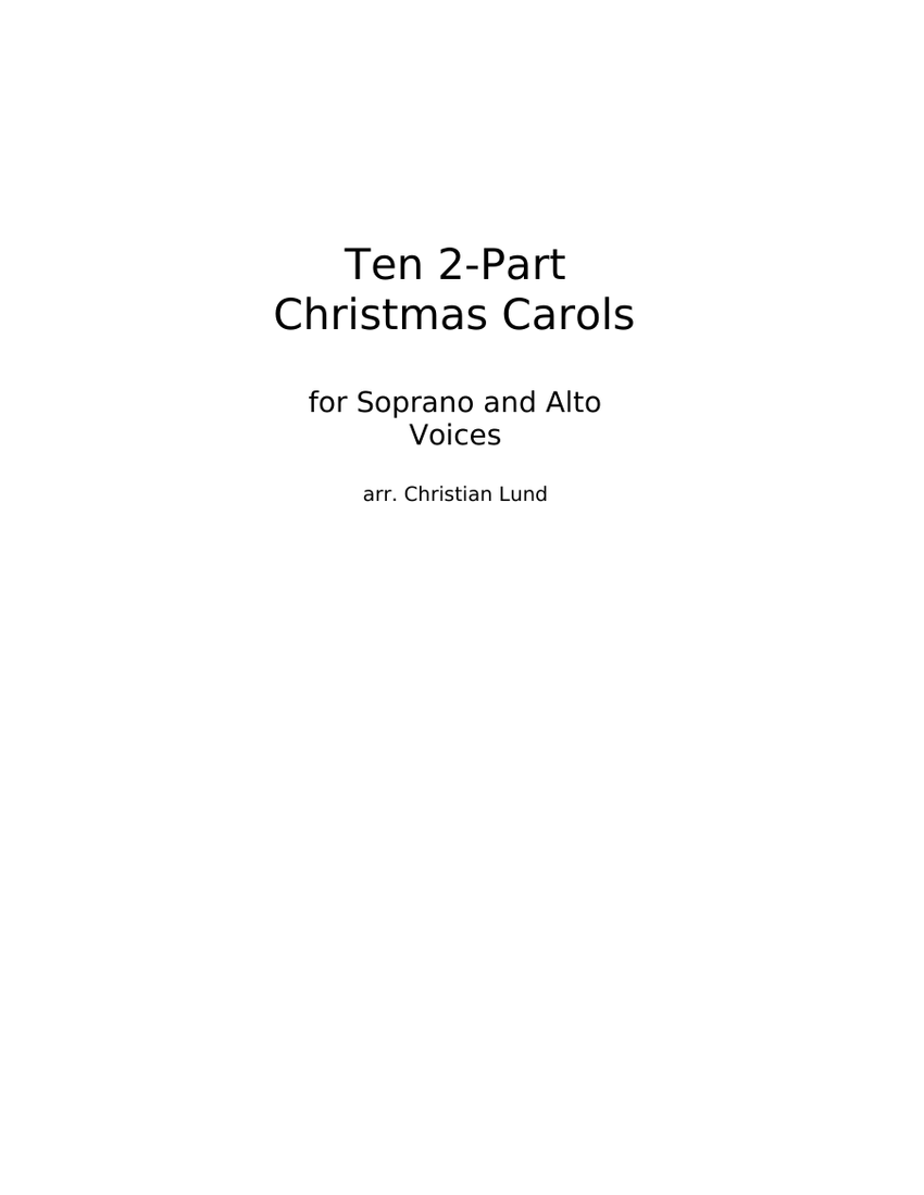 Ten 2-Part Christmas Carols (SA) Sheet Music for Tenor, Bass voice ...