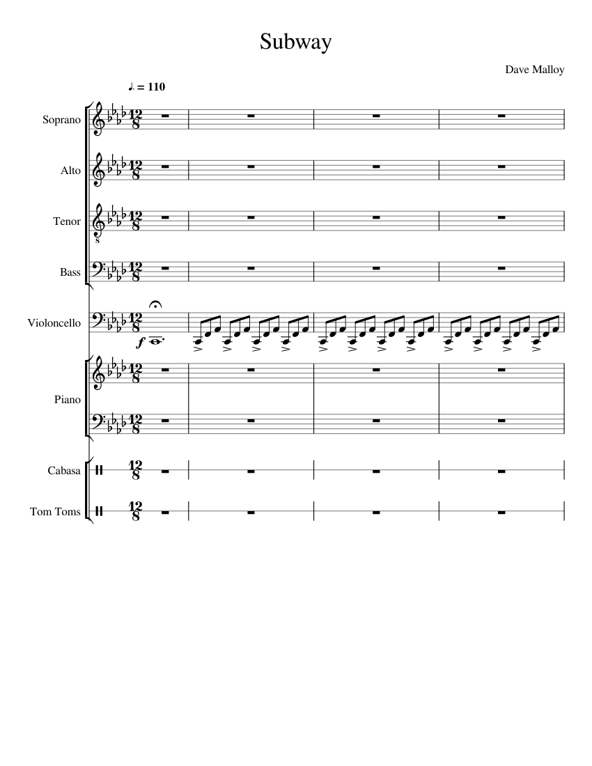 Subway Sheet music for Piano, Soprano, Alto, Tenor & more instruments ...