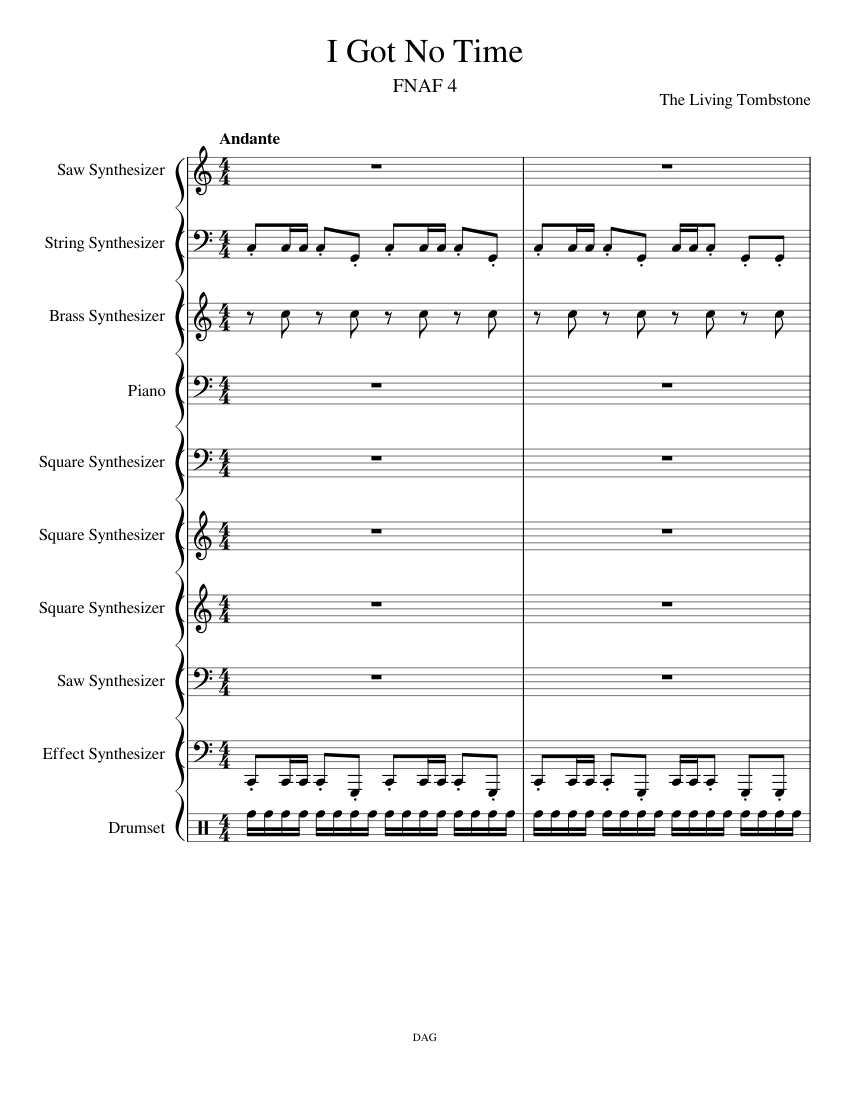 I Got No Time [FNAF 4] [The Living Tombstone] Sheet music for Piano ...