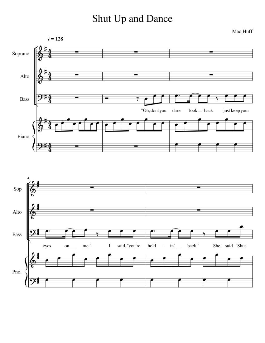 Shut Up and Dance Accompaniment Sheet music for Piano (Mixed Quartet ...