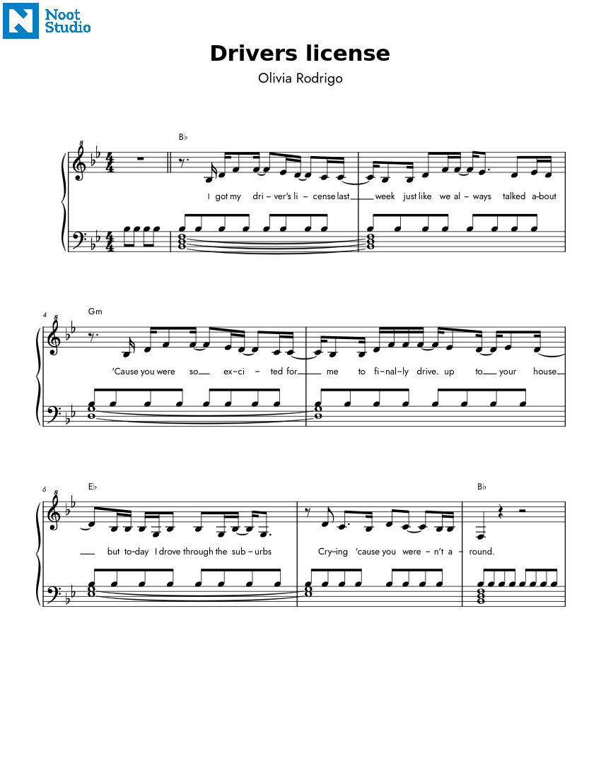 Drivers License Piano Chords