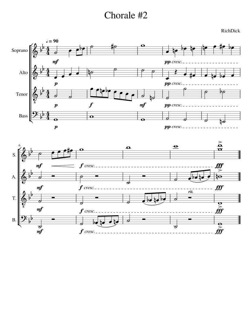 Chorale_#2 Sheet music for Soprano, Alto, Tenor, Bass voice (Choral ...