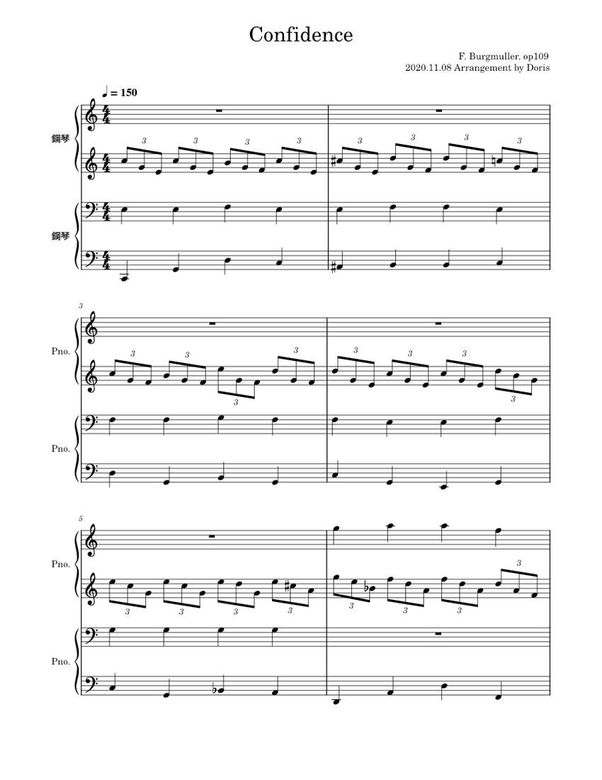 20201108-Confidence Sheet music for Piano (Piano Four Hand) | Musescore.com