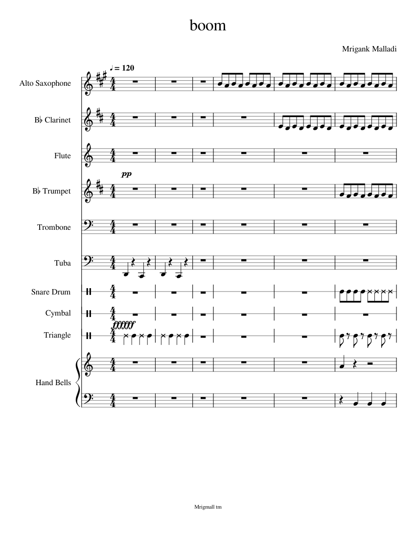 Boom Sheet music for Trombone, Tuba, Flute, Clarinet in b-flat & more ...