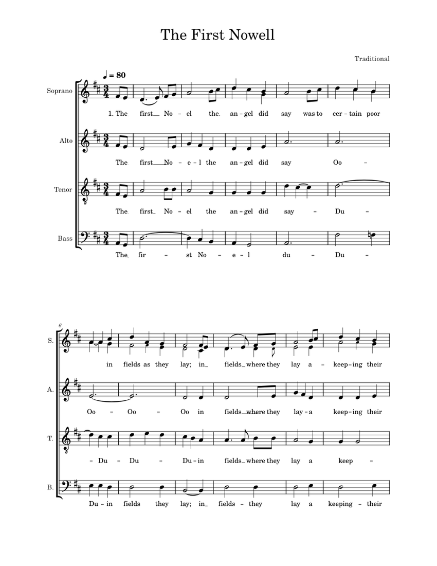The first Nowell – Misc Traditional The First Nowell Sheet Music for ...