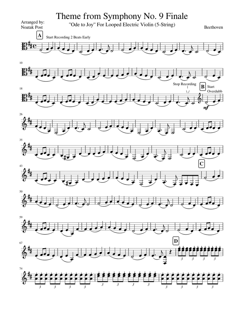 Symphony No 9 For Looped Electric Sheet music for Violin (Solo ...