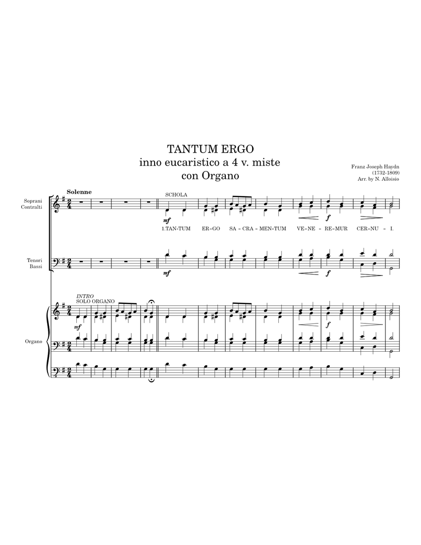 Tantum Ergo (inno eucaristico a 4 v. miste con Organo), F.J. Haydn ...