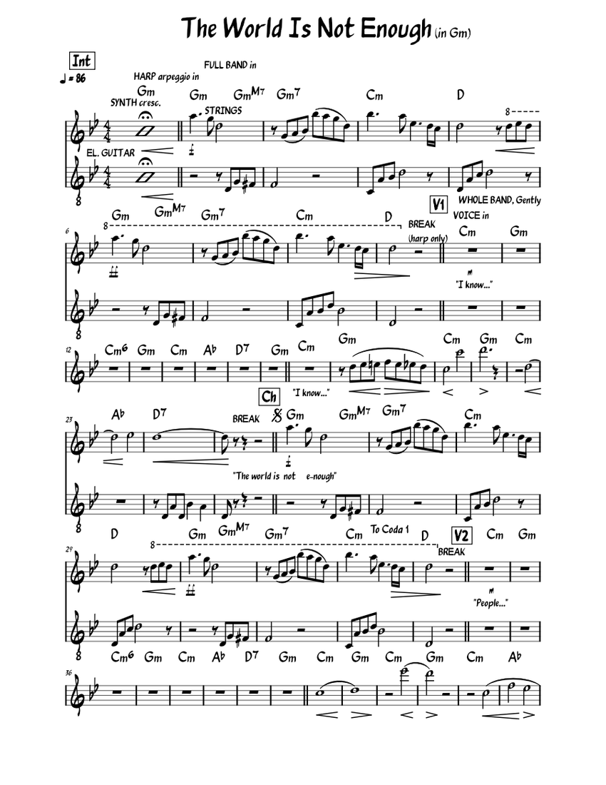 The world is not enough – Garbage The World Is Not Enough Sheet music ...