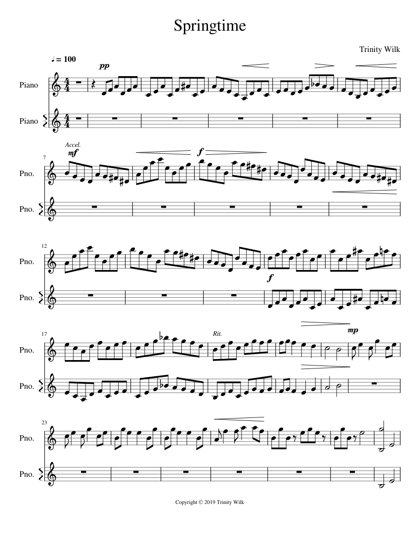 Springtime Sheet music for Piano (Piano Duo) | Musescore.com