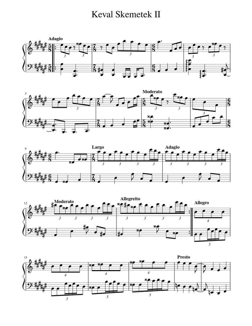 Keval Skemetek II Sheet music for Piano (Solo) | Musescore.com