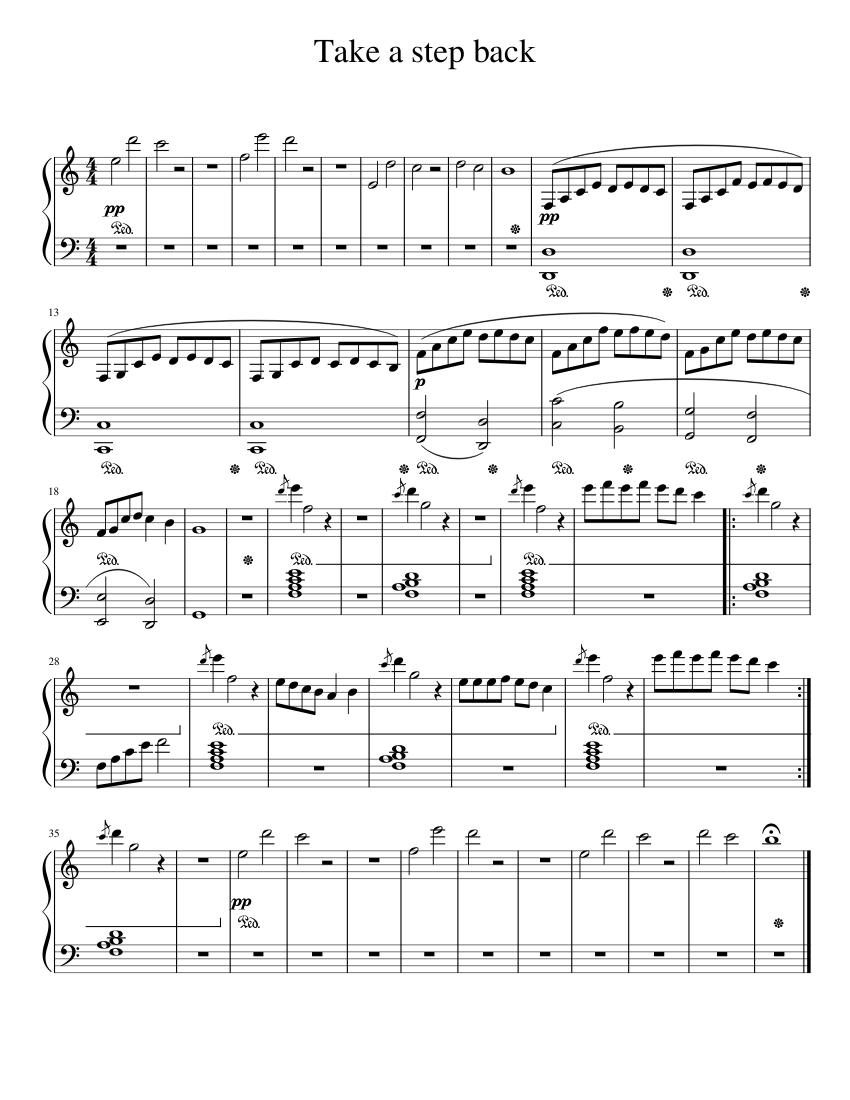 Take a step back Sheet music for Piano (Solo) Easy | Musescore.com