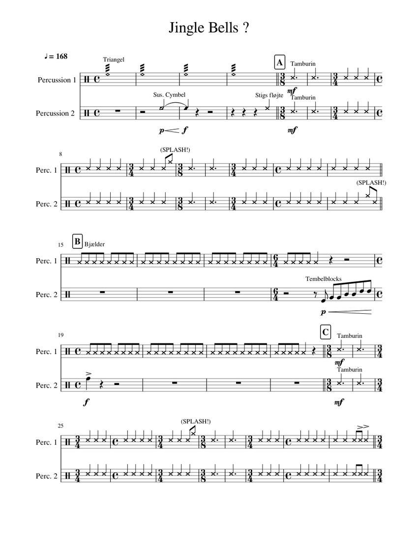 Jingle Bells ? Sheet music for Drum group (Percussion Duet) | Musescore.com