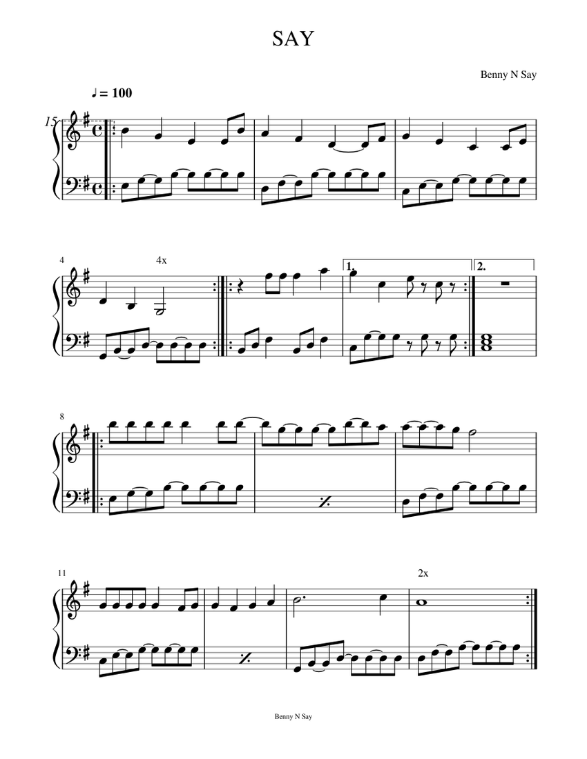 SAY Sheet music for Piano (Solo) Easy | Musescore.com