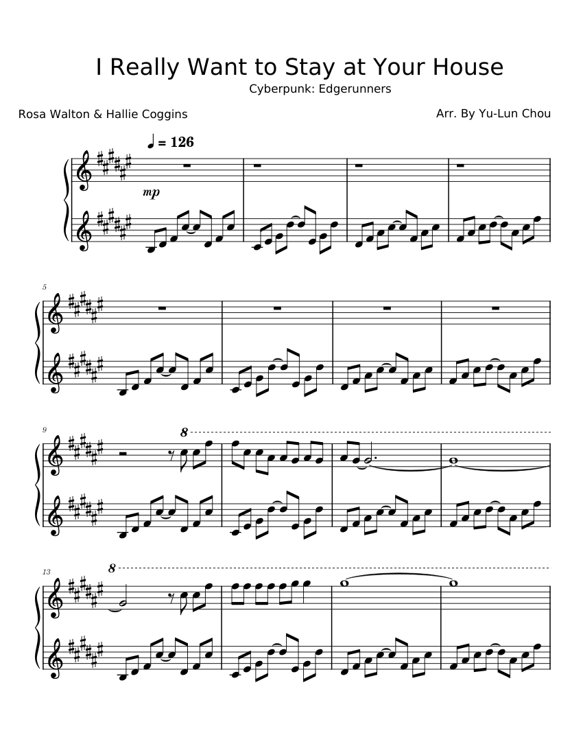 I REALLY WANT TO STAY AT YOUR HOUSE – Rosa Walton I Really Want to Stay at Your House Arr.By Yu ...