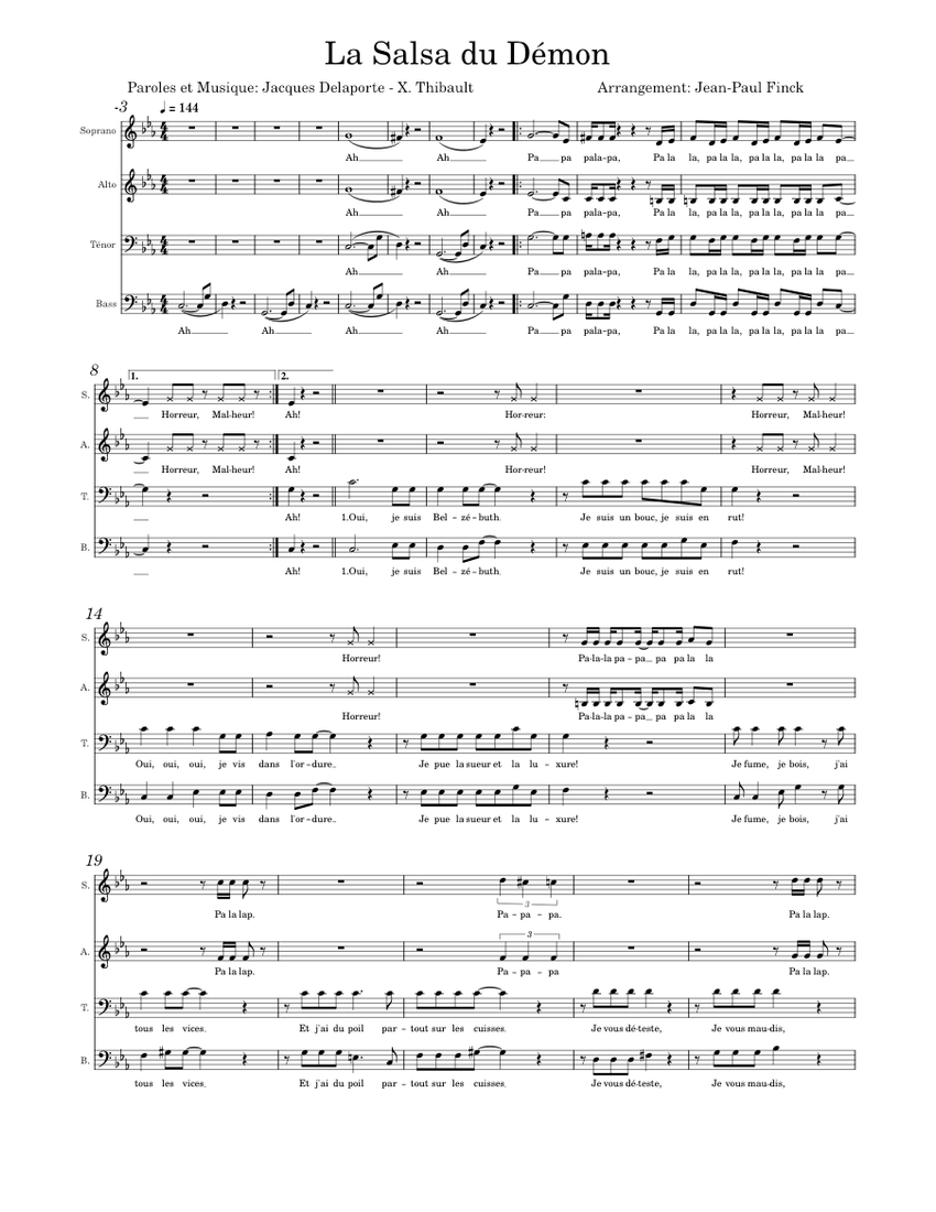 La Salsa du Démon – Delaporte, Jacques and Thibault, Xavier Sheet Music ...