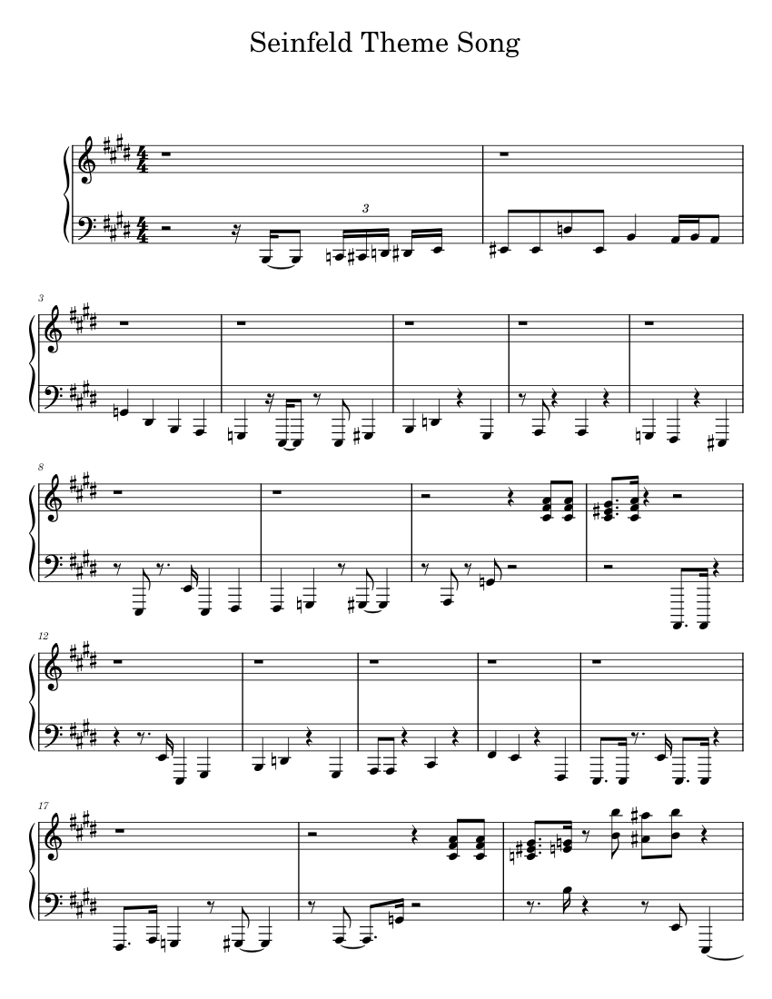 Seinfeld theme – Jonathan Wolff Seinfeld Theme Song Sheet music for ...