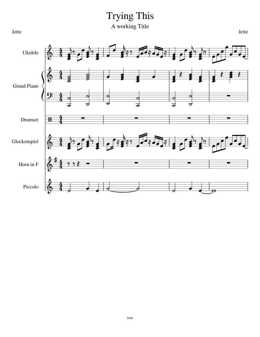 Trying This Sheet music for Piano, Flute piccolo, French horn ...