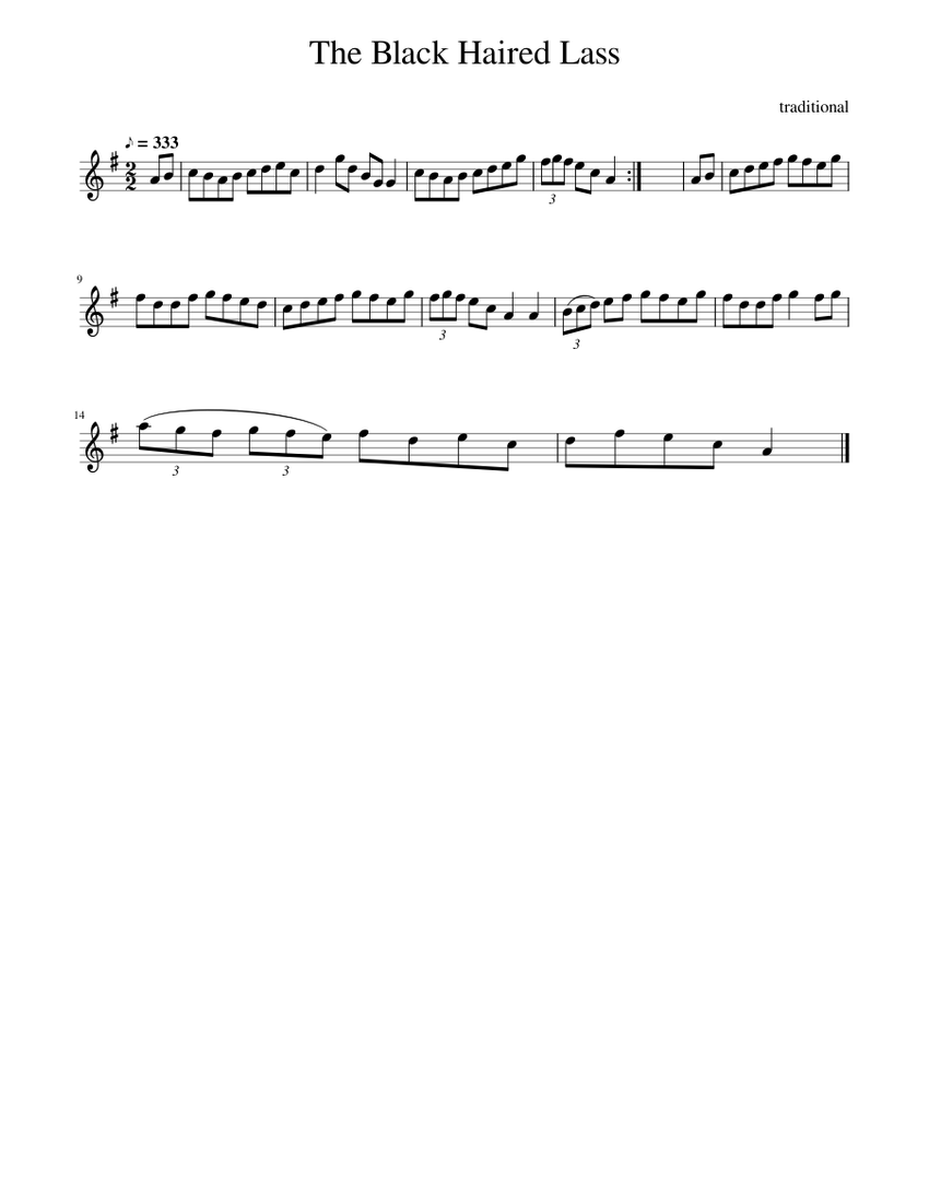 Traditional music - The Black Haired Lass Sheet music for Piano (Solo ...