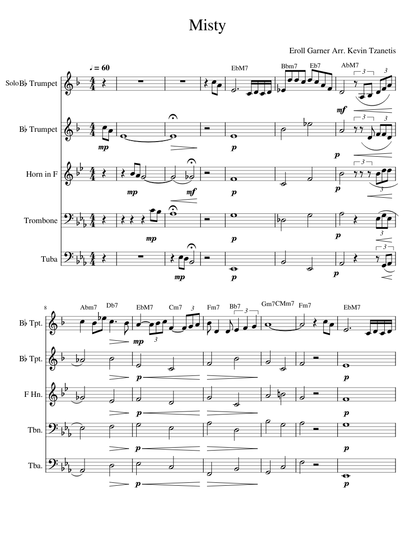 Misty Final Project Sheet Music for Trombone, Tuba, Trumpet in b-flat ...