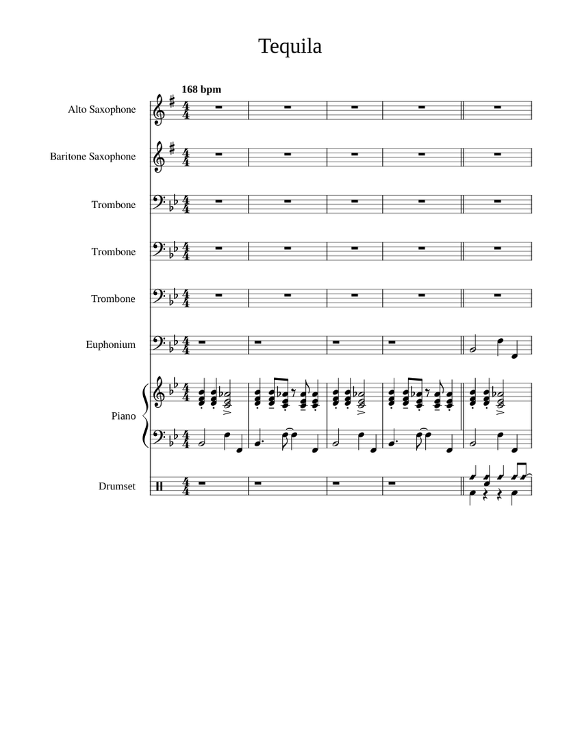 Tequila Sheet music for Piano, Trombone, Tuba, Saxophone alto & more ...