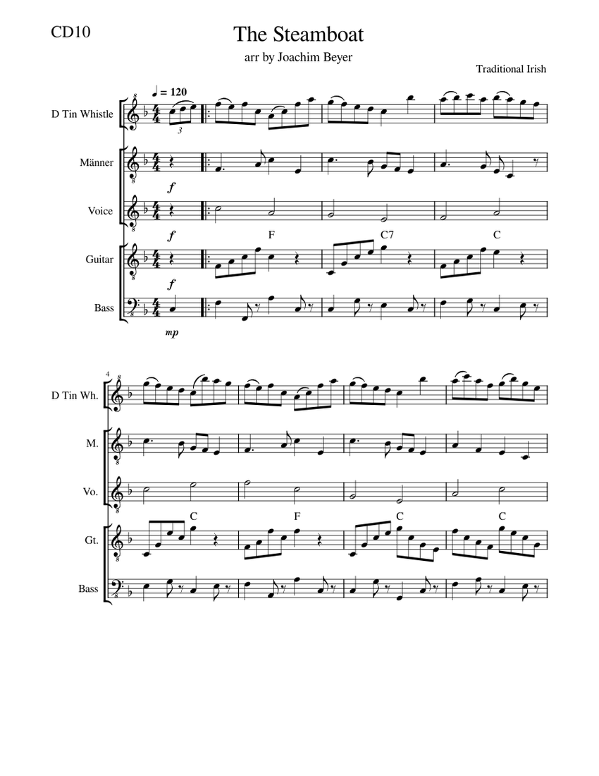The Steamboat – Irish Music Sheet music for Vocals, Flute, Guitar, Bass ...