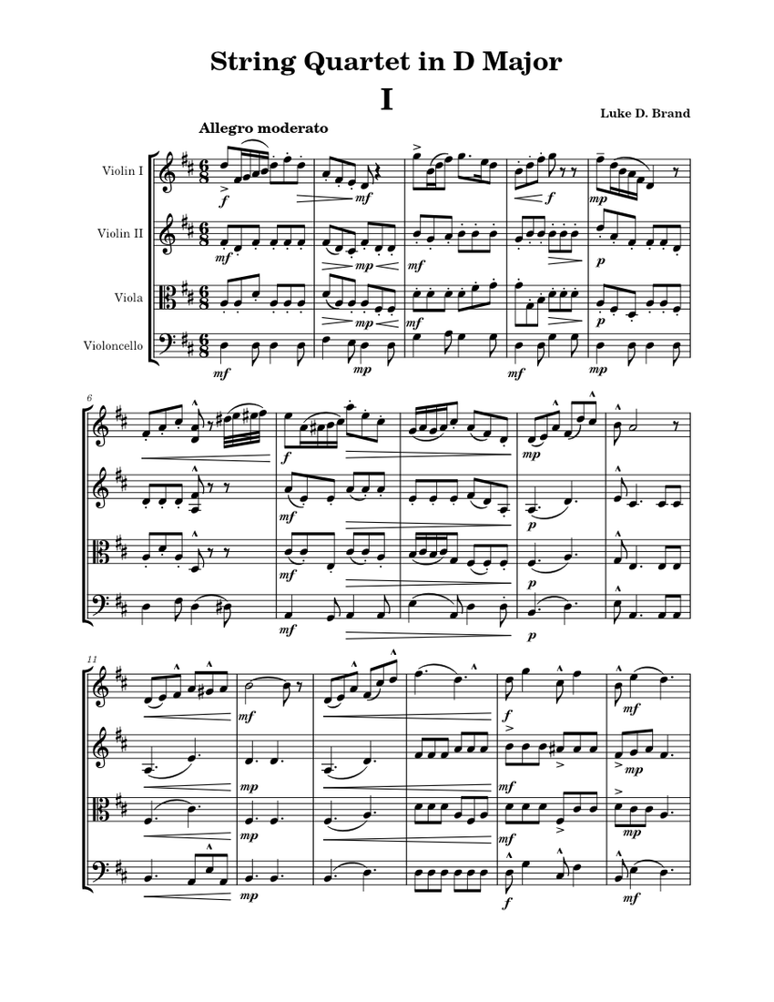 String Quartet No. 1 in D Major - piano tutorial