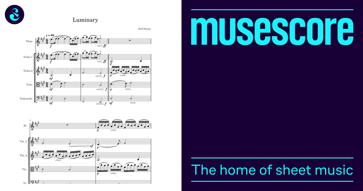 Luminary Sheet Music for Flute, Violin, Viola, Cello (Mixed Quintet ...