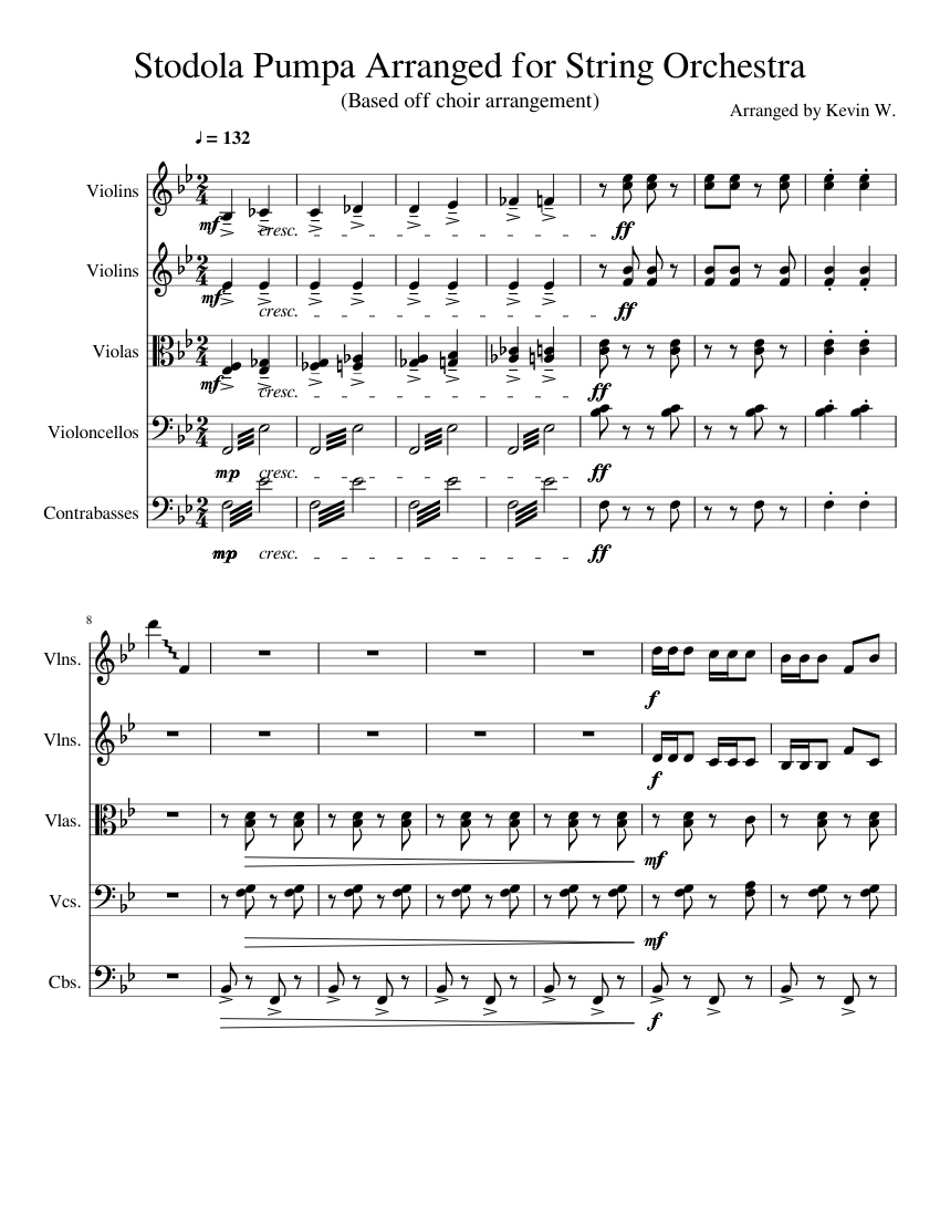 Stodola Pumpa Arranged for String Orchestra Sheet music for Strings ...