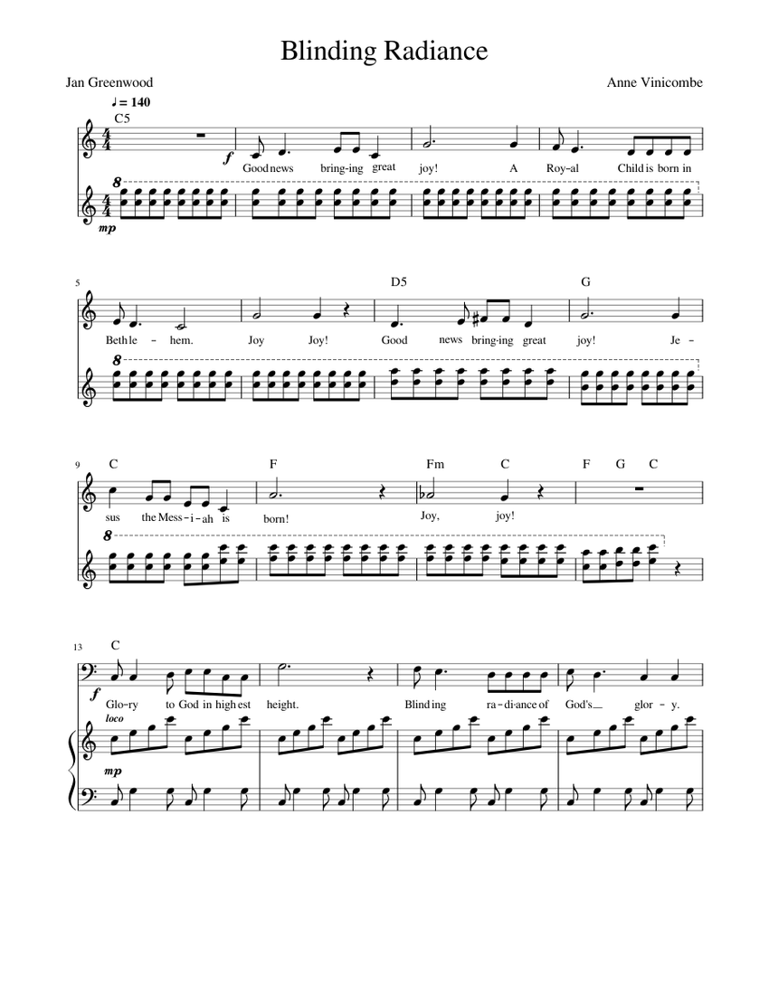 Blinding Radiance of God's Glory Sheet music for Piano, Soprano, Bass ...