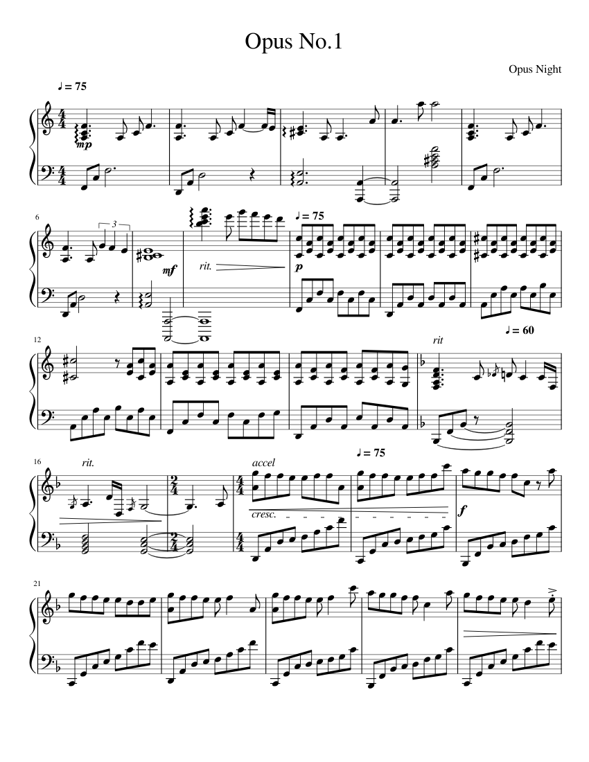 Opus No. 1 Sheet music for Piano (Solo) | Musescore.com