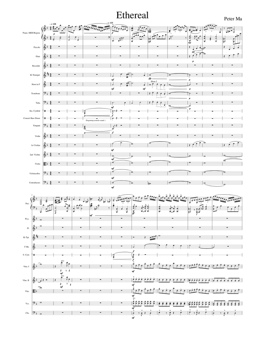 Ethereal Sheet Music for Piano, Trombone, Tuba, Flute piccolo & more ...