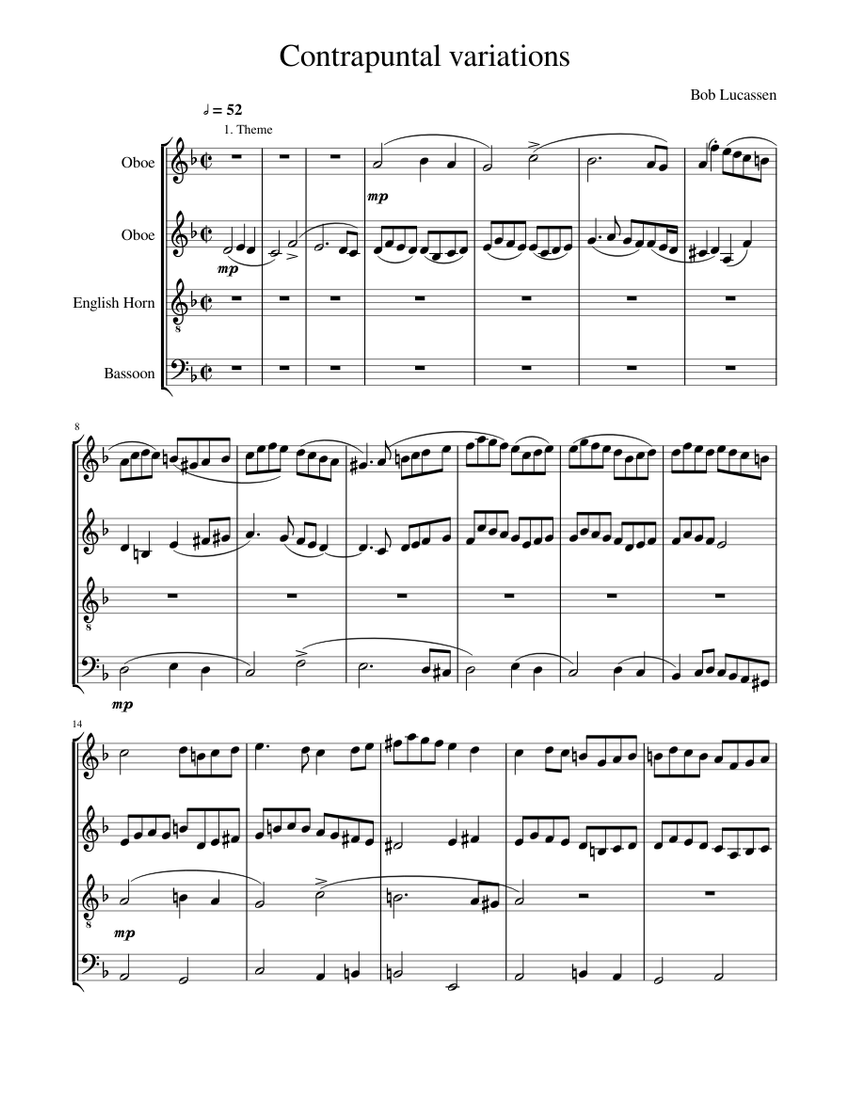 Contrapuntal variations Sheet music for Violin, Viola, Cello (Woodwind ...