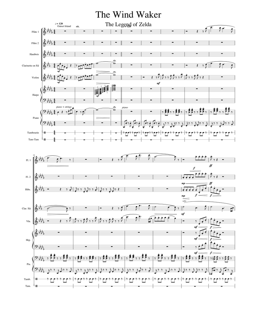 Outset Island / Title Theme Sheet Music for Piano, Tambourine, Flute ...