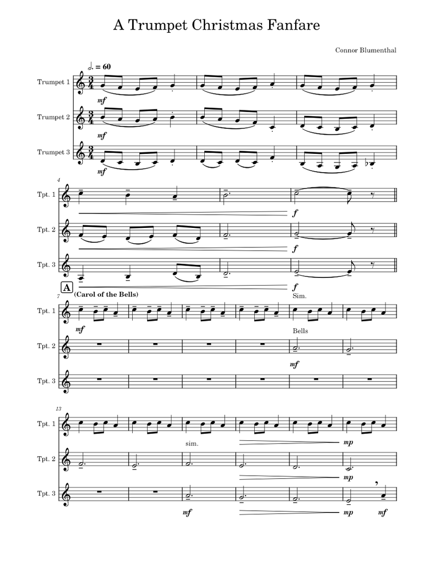 A Trumpet Christmas Fanfare Sheet music for Trumpet other (Brass Trio ...